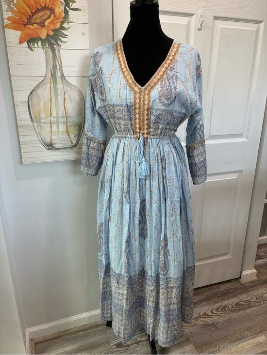 Refined Threads | Dresses | Light Blue Paisley Boho Maxi Dress With ...